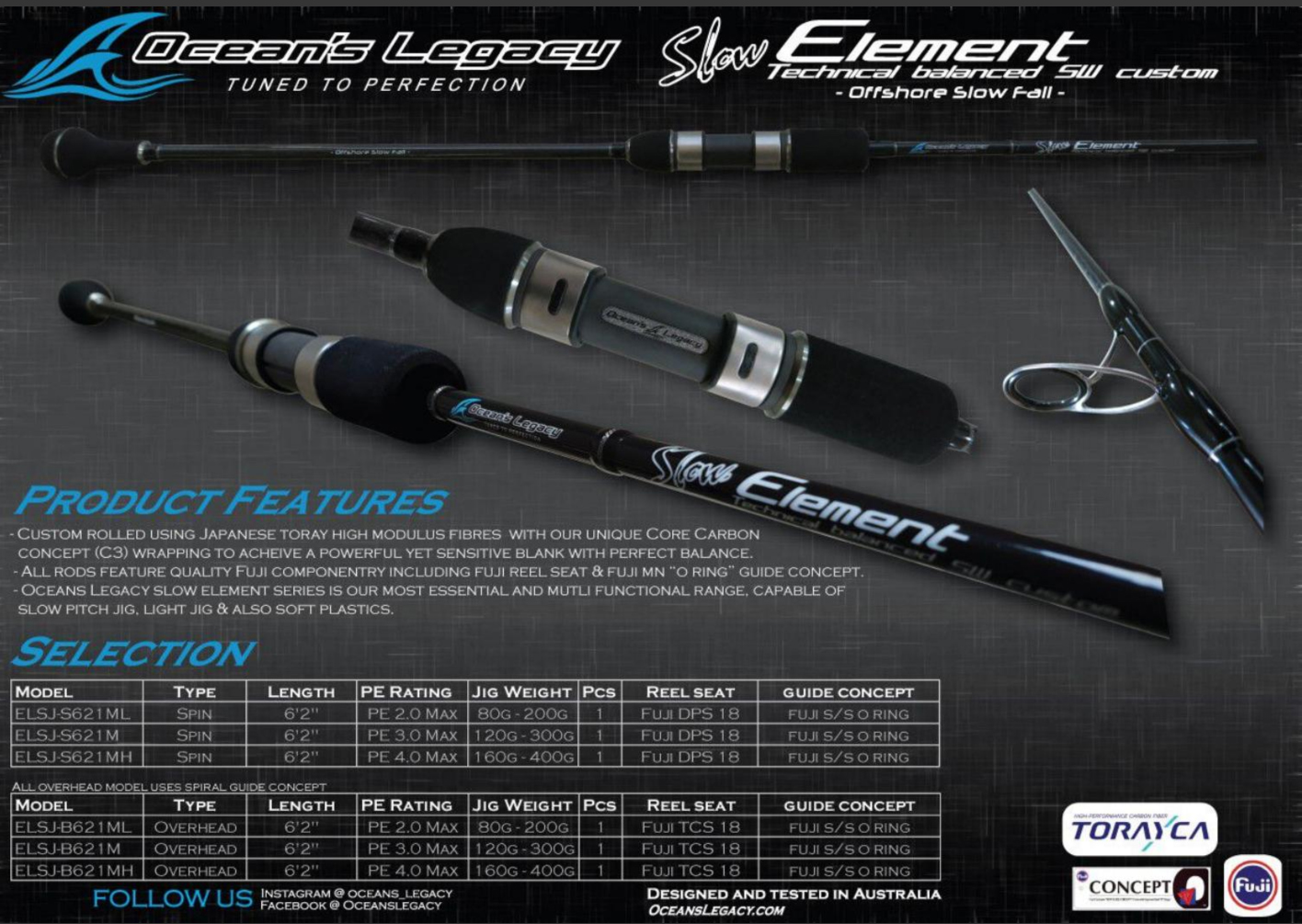 OCEANS LEGACY SLOW ELEMENT - SPIN HANDLE - Monster-Bite.com